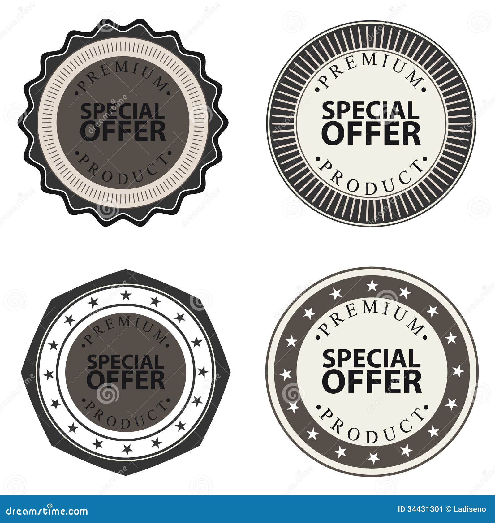Offer labels stock vector. Illustration of button, banner - 34431301