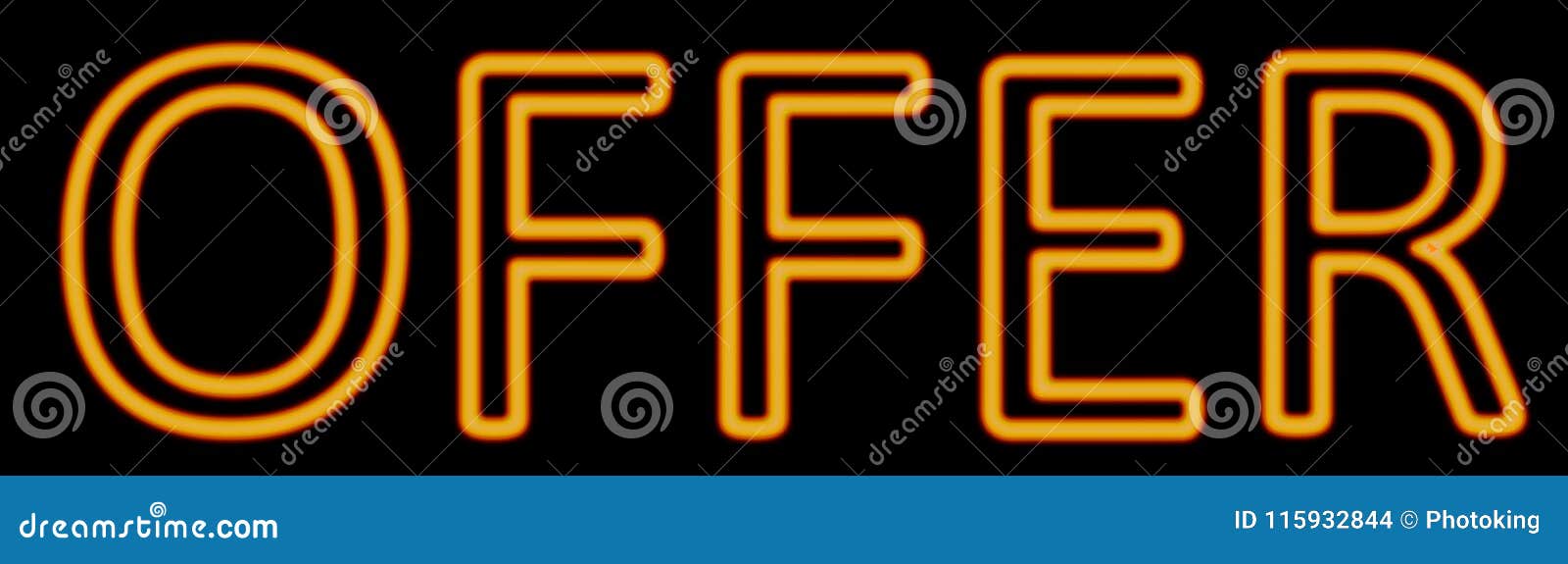 Offer neon sign stock illustration. Illustration of letter - 115932844