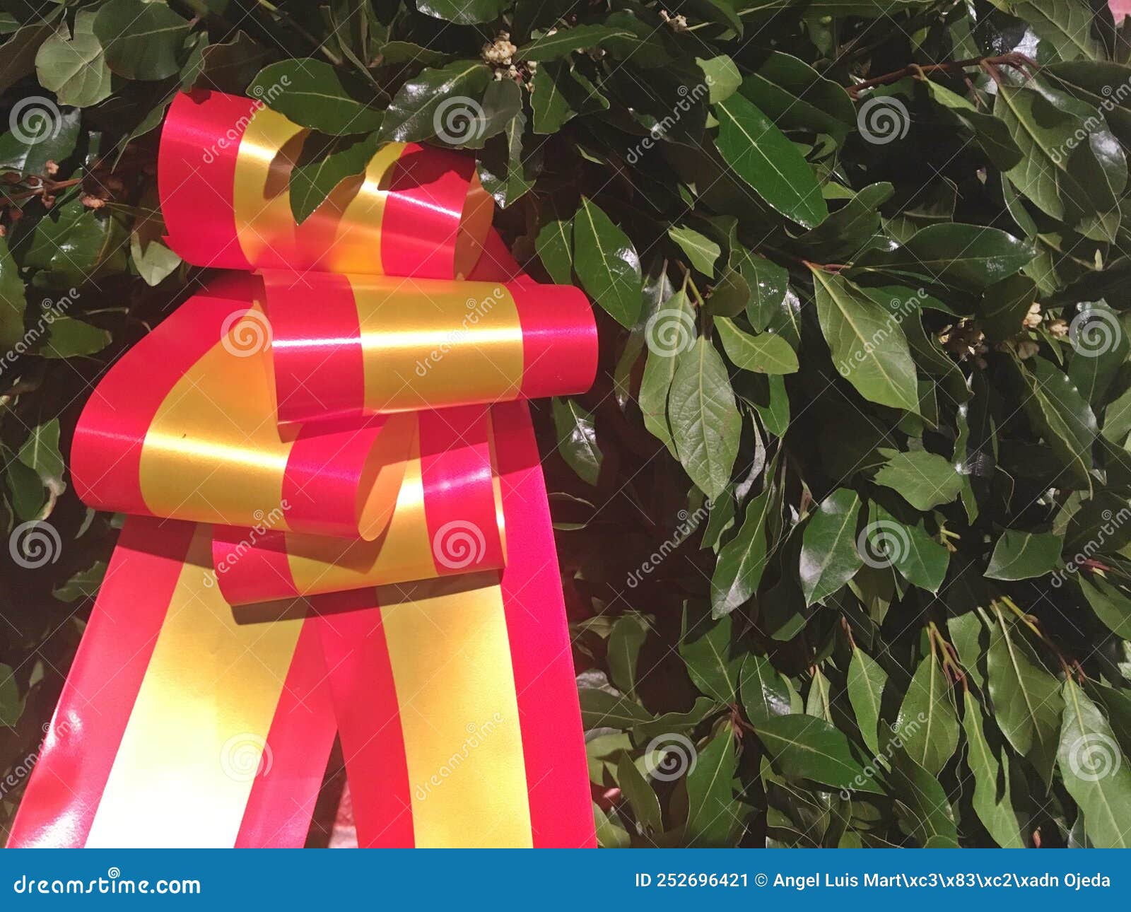 Laurel Wreath with the Flag of Spain. Stock Image - Image of green ...
