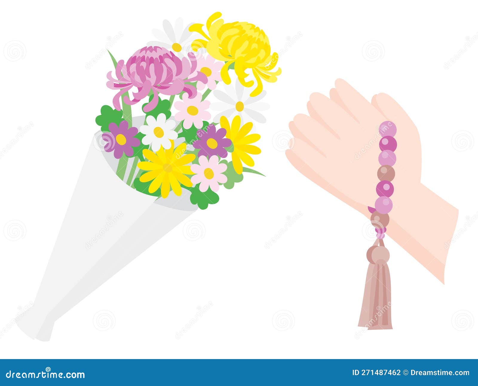 The Offering Flower and Joining Hands of the Buddhism. Stock Vector ...