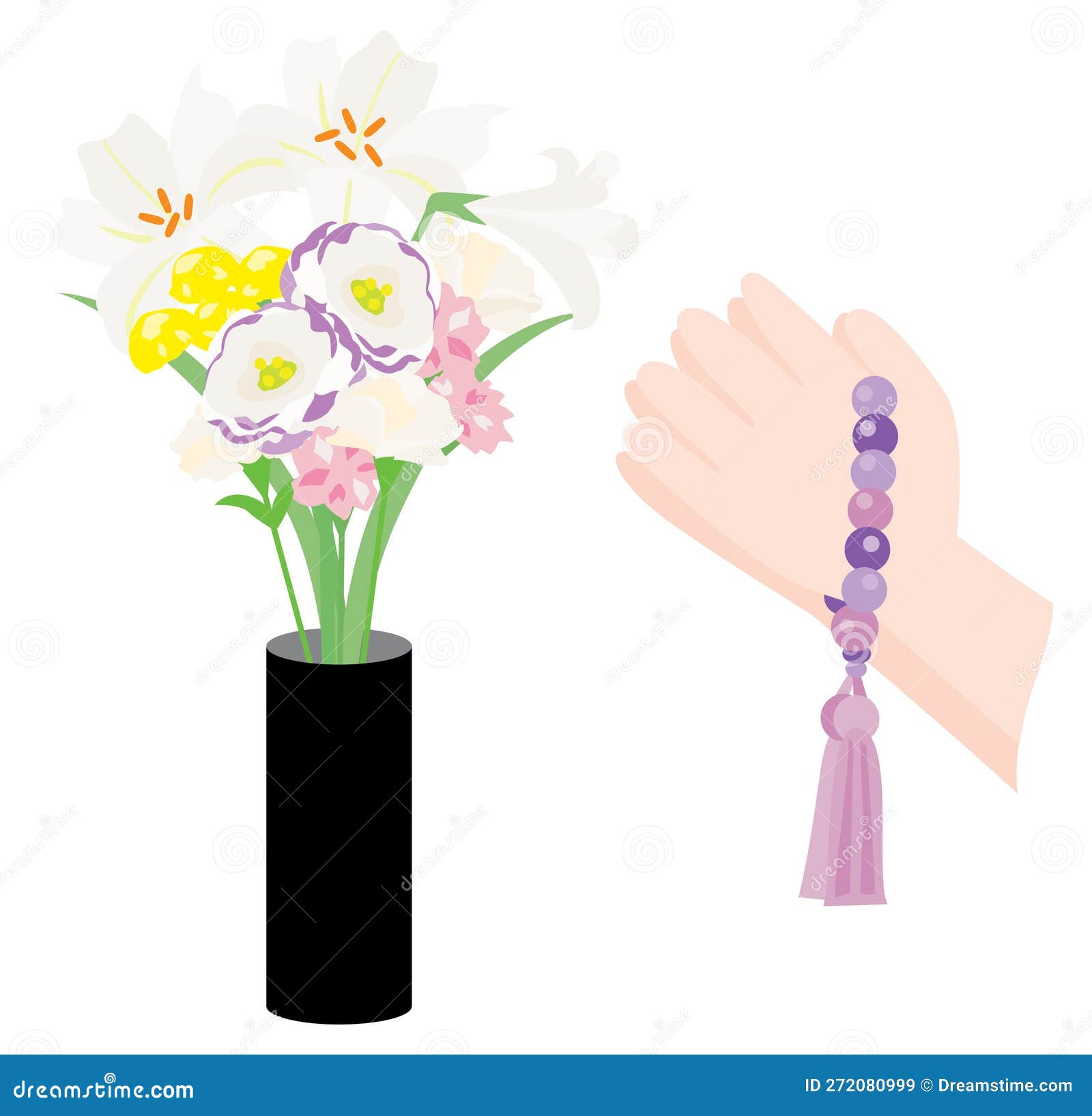 The Offering Flower and Joining Hands of the Buddhism. Stock Vector ...