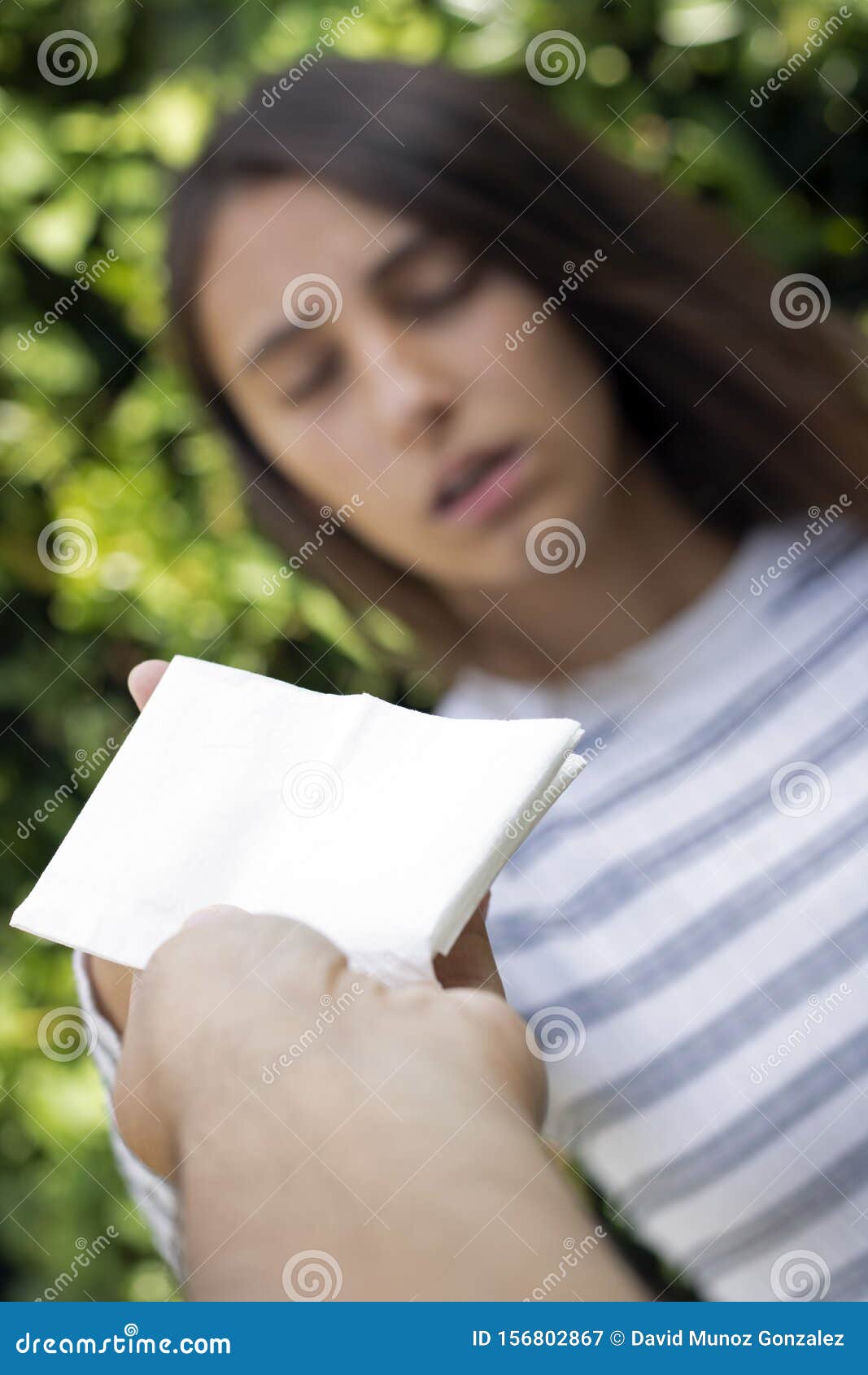 Offering a Handkerchief To a Woman with a Cold Stock Image - Image of ...