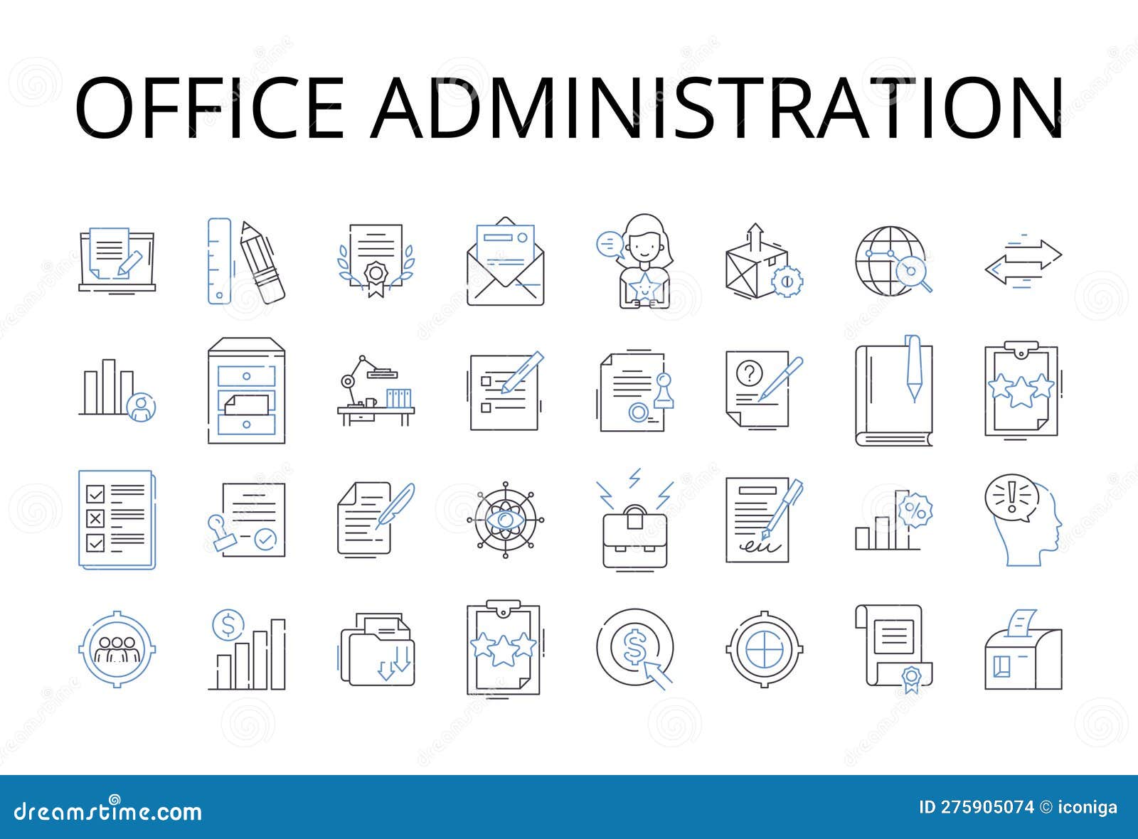 Office Administration Outline Icons Collection. Office, Administration ... Office Administration Outline Icons Collection. Office, Administration ...