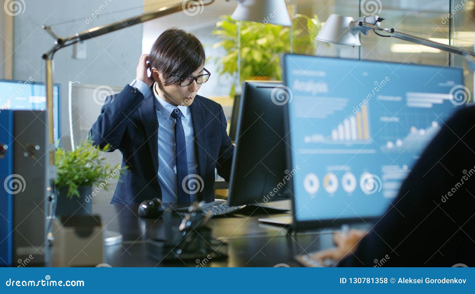 In the Office Agitated Businessman Works on a Desktop Personal C Stock ... In the Office Agitated Businessman Works on a Desktop Personal C Stock ...