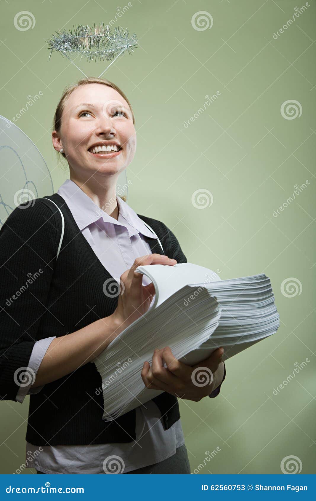 Office Angel Holding Paperwork Stock Image - Image of angelic, costume ...