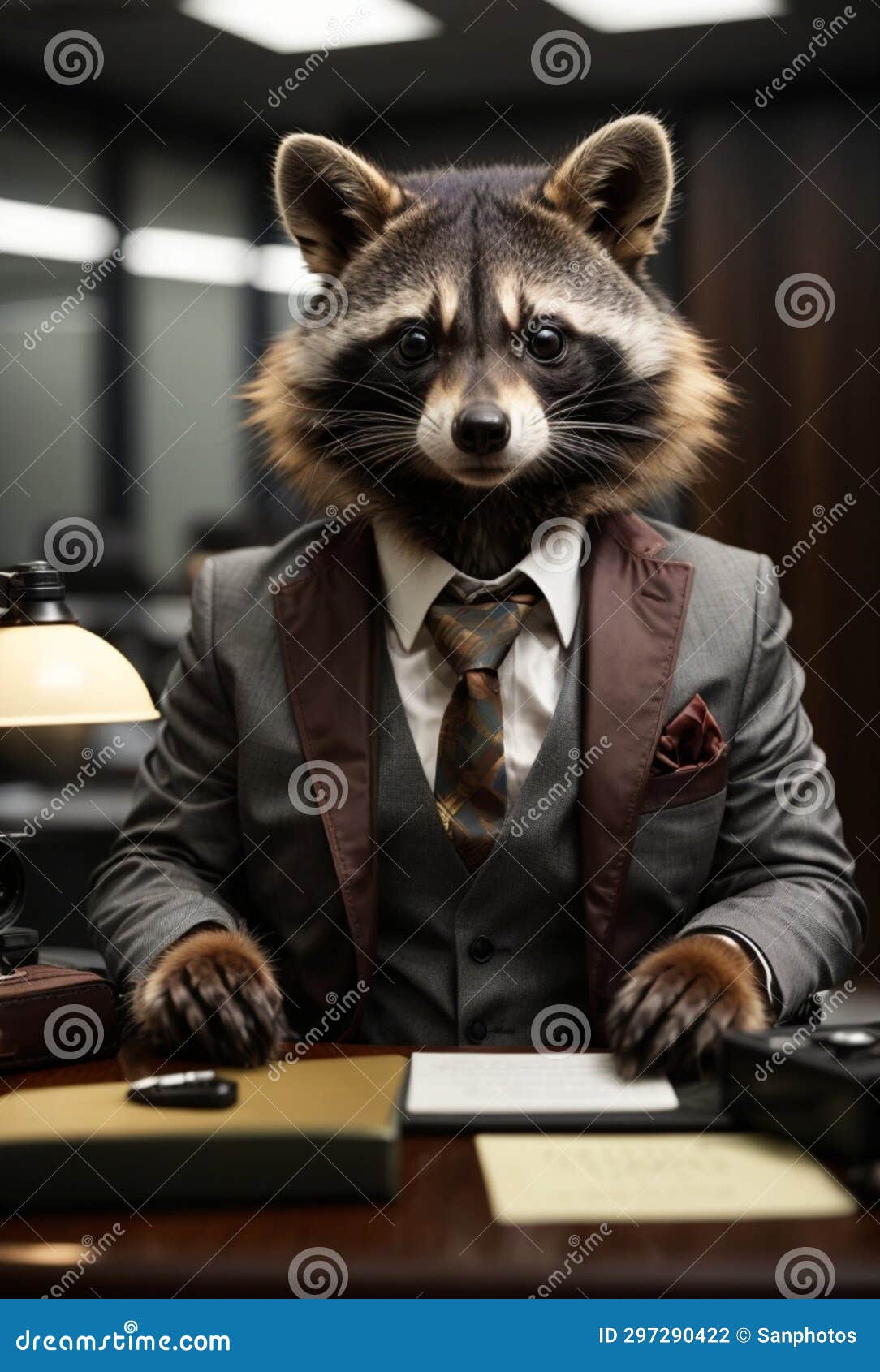 Whimsical Wildlife at Work Series - the Raccoon Stock Photo - Image of ...