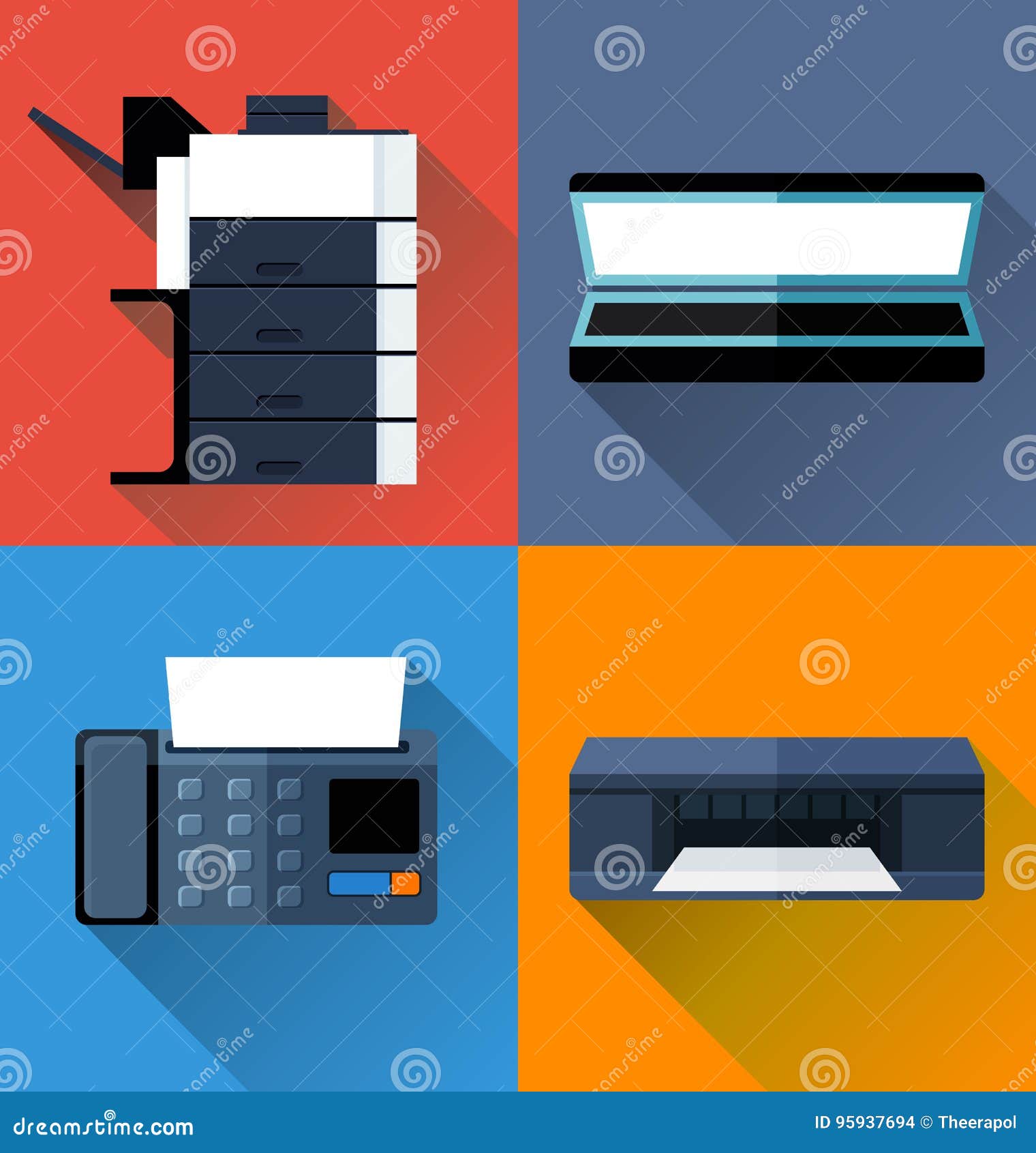 Office Appliance Flat Design Stock Vector - Illustration of desktop ...