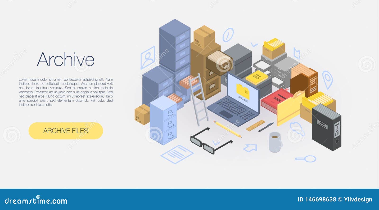 Office Archive Concept Banner, Isometric Style Stock Vector ...