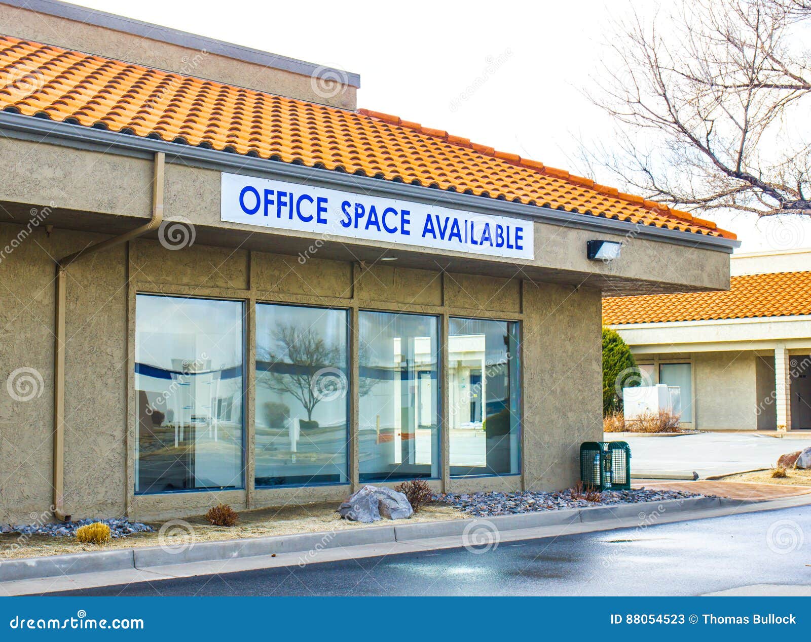 Office Available Sign on Local Building Stock Image - Image of space ...