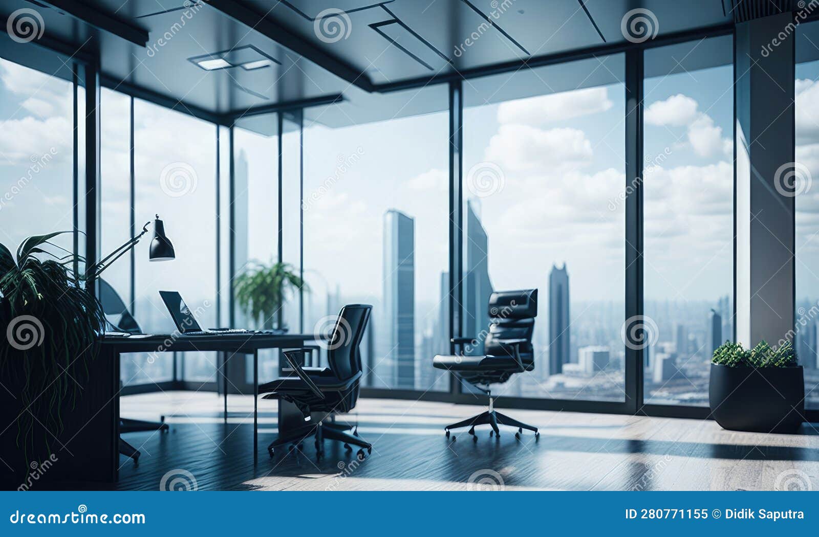 Office Background Modern Amazing View at Afternoon Stock Illustration ...