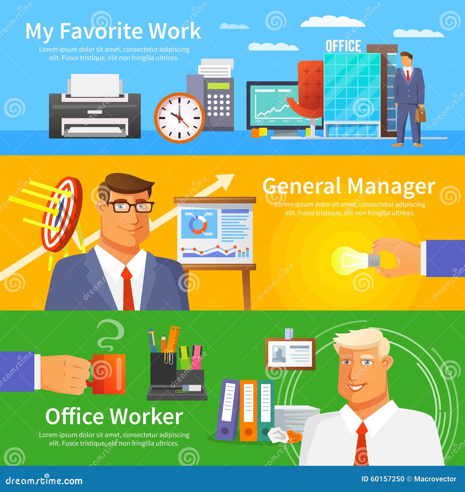 Office Banner Set stock vector. Illustration of person - 60157250