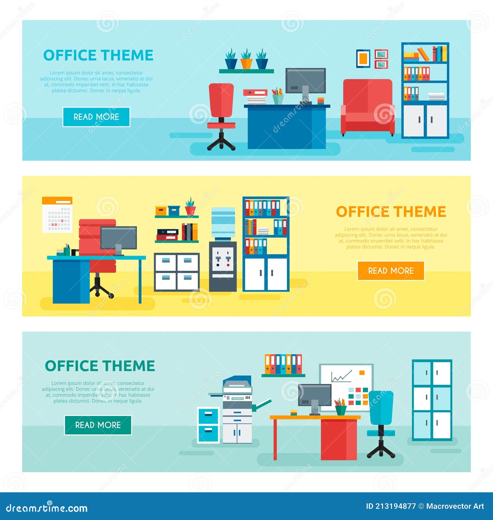 Office Banner Set stock vector. Illustration of organization - 213194877