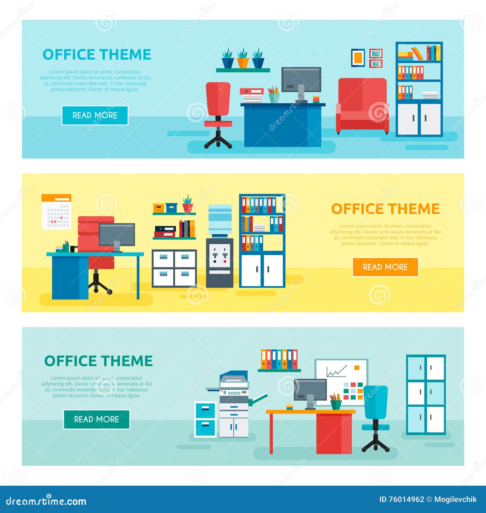 Office Banner Set stock vector. Illustration of creative - 76014962