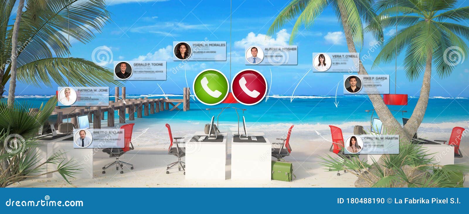 Office at the beach stock illustration. Illustration of chair - 180488190