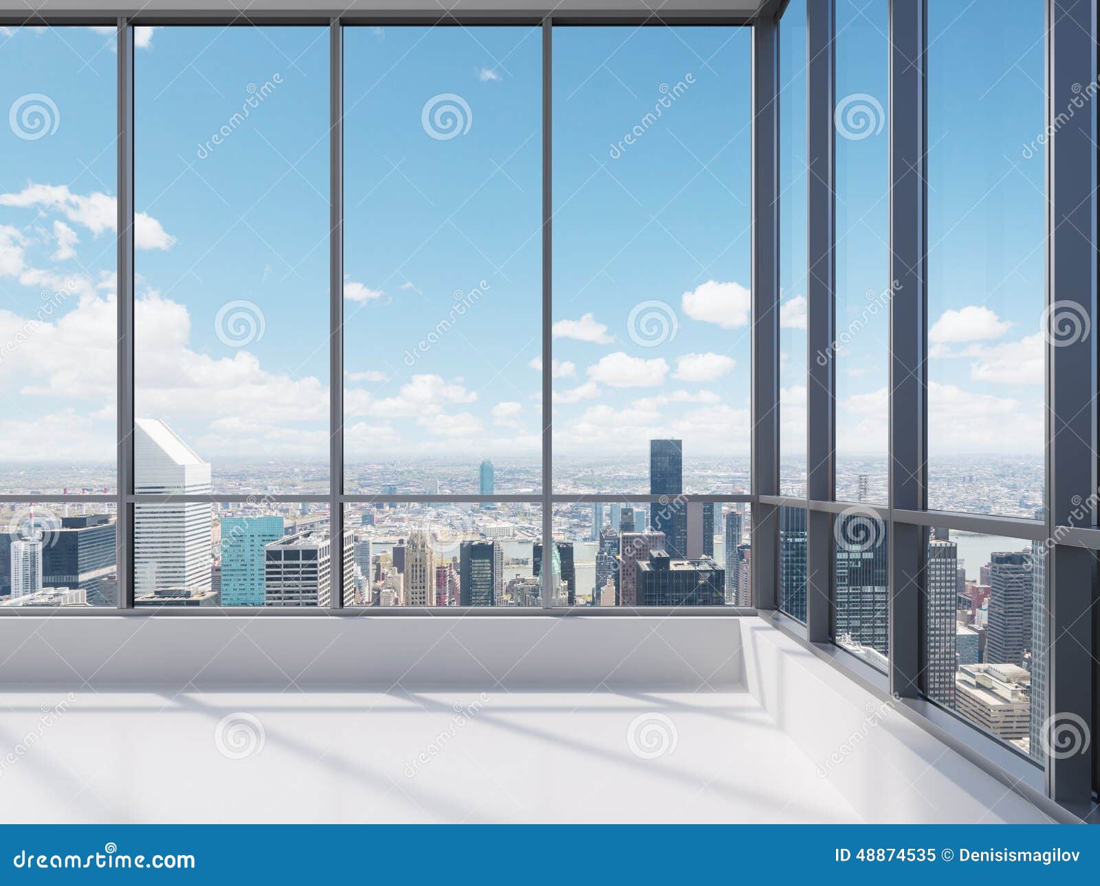 Office with big window stock image. Image of idea, modern - 48874535