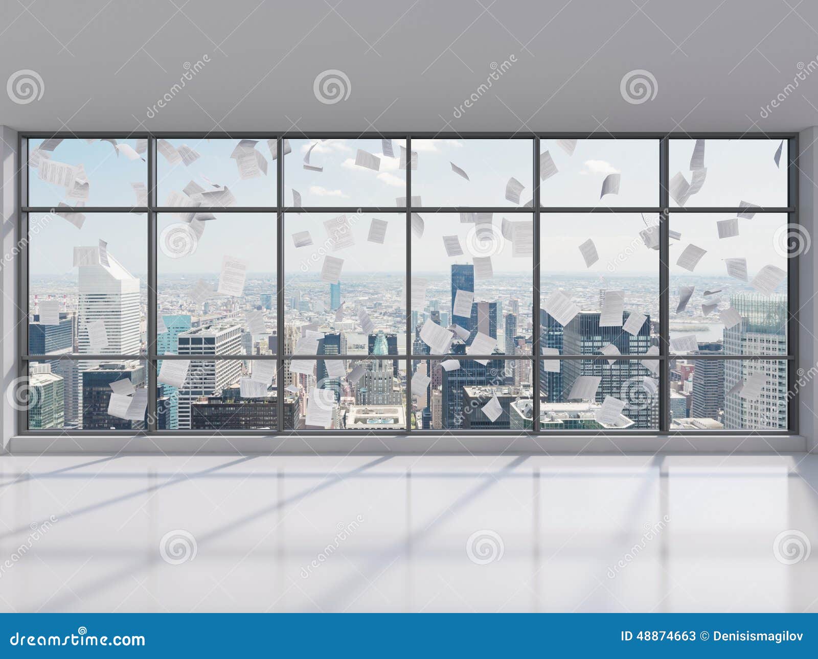 Office with big window stock image. Image of paper, cityscape - 48874663