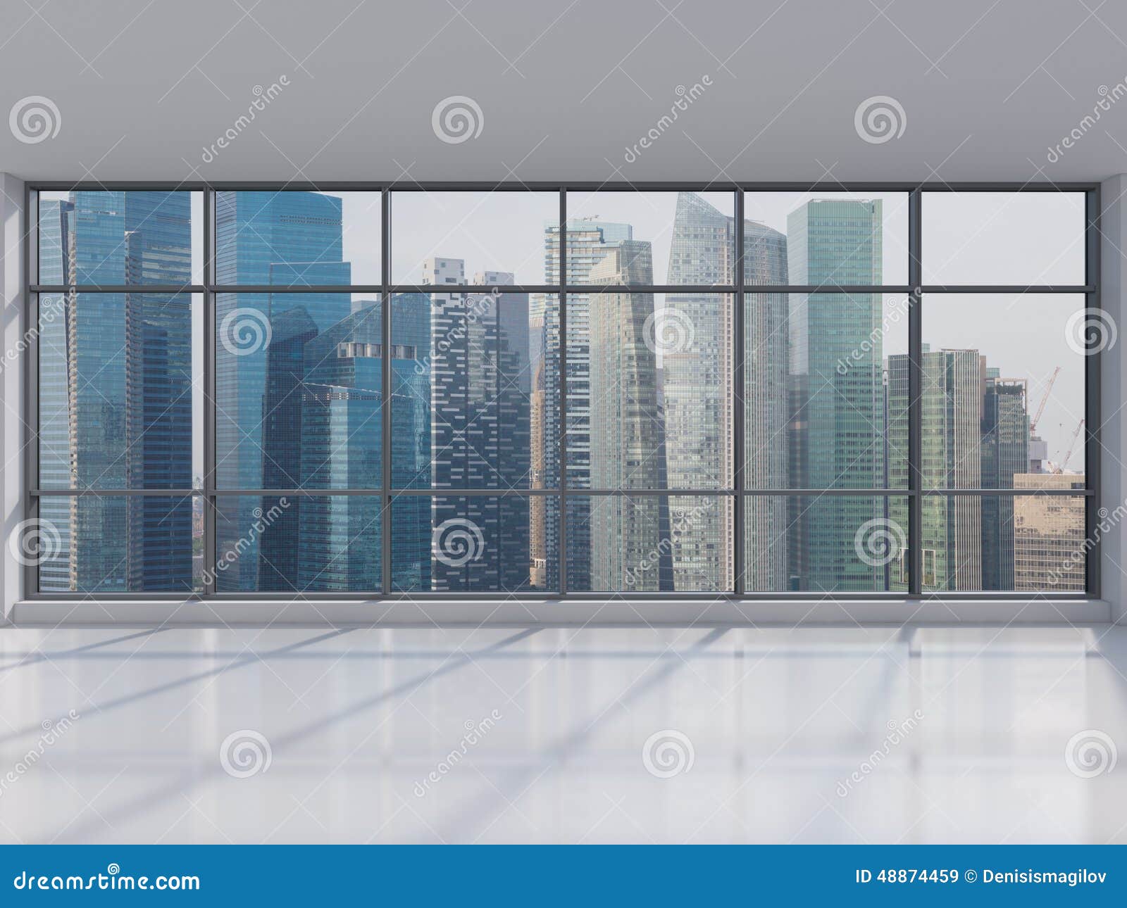 Office with big window stock image. Image of painting - 48874459
