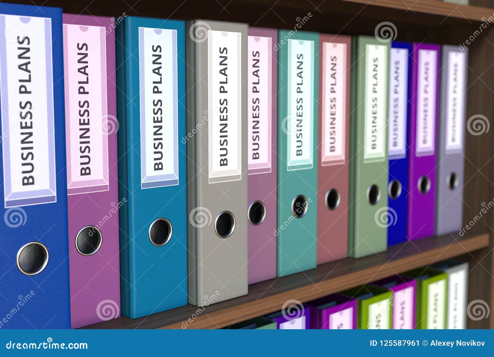 Office Binders with BUSINESS PLANS Inscription. 3D Rendering Stock ...