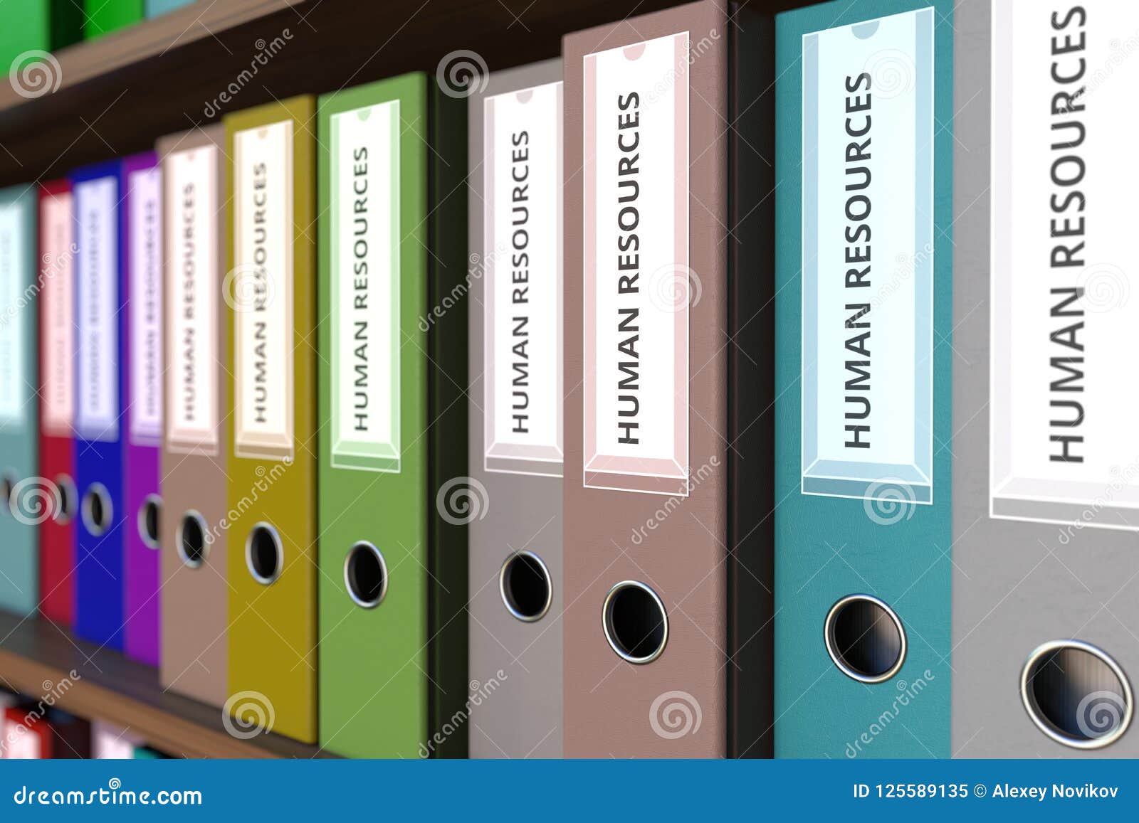 Office Binders with HUMAN RESOURCES Inscription. 3D Rendering Stock ...