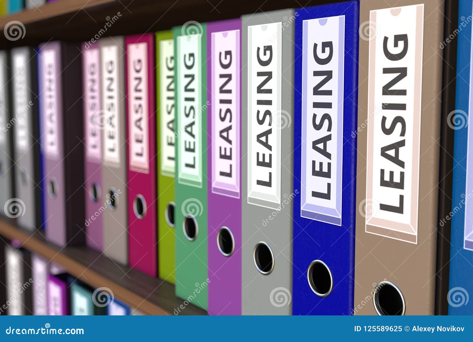 Office Binders with LEASING Inscription. 3D Rendering Stock ...