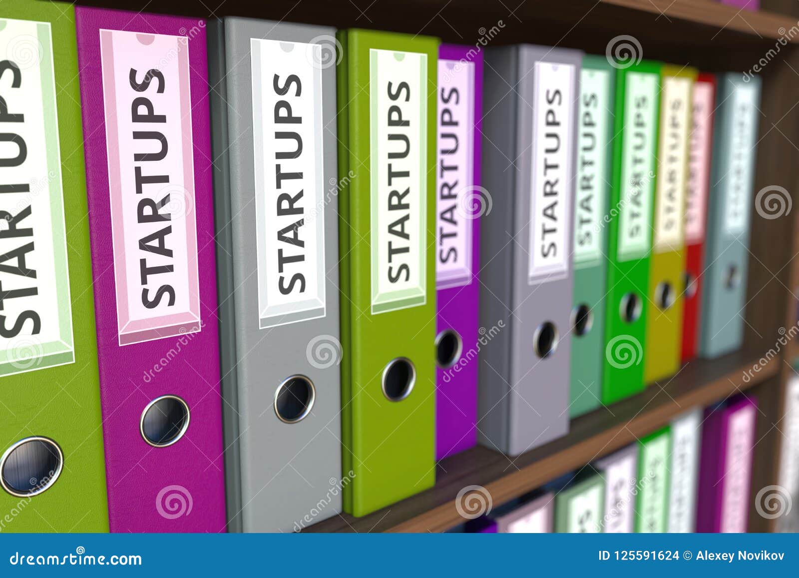 Office Binders with STARTUPS Inscription. 3D Rendering Stock ...