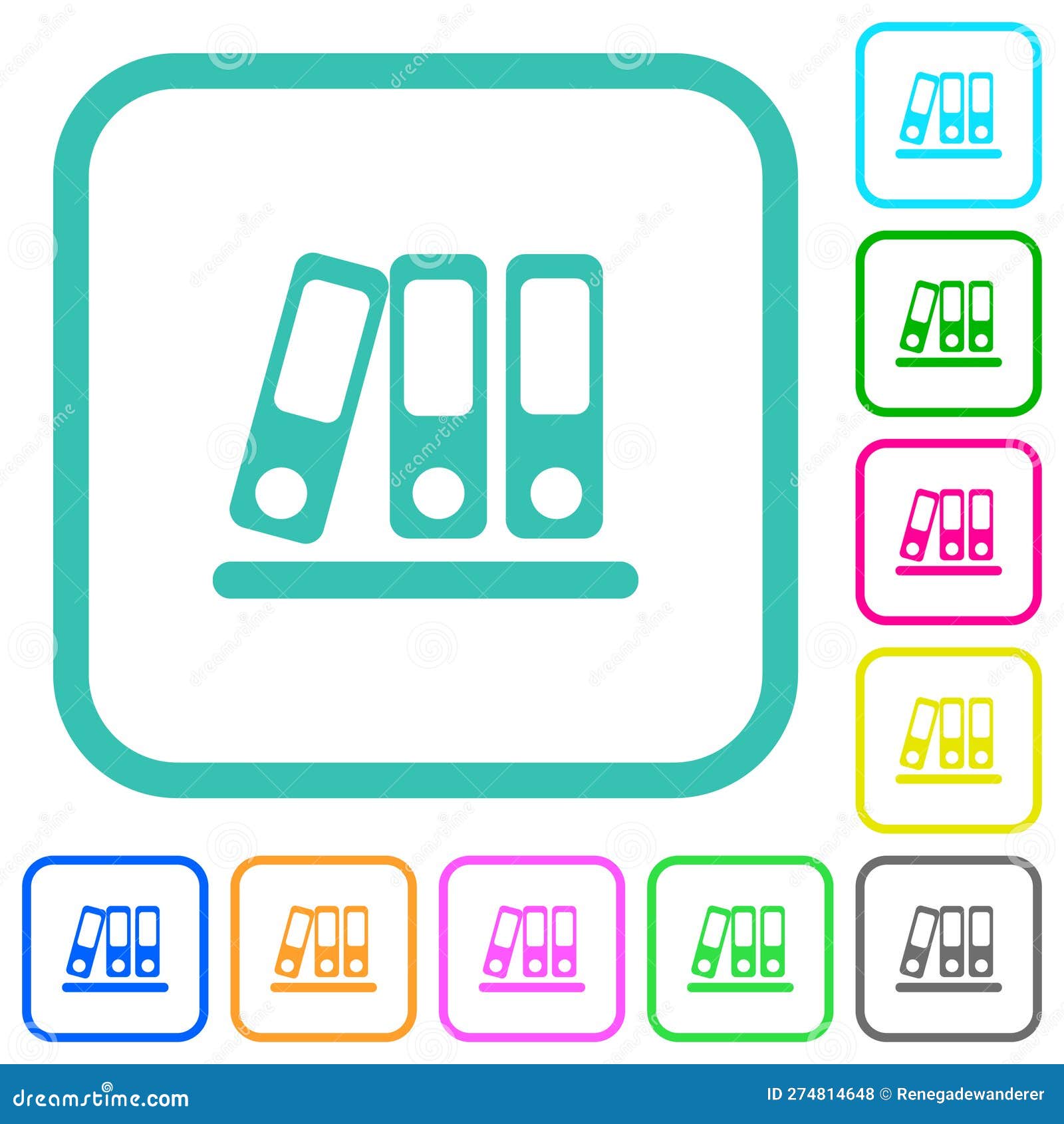 Office Binders Vivid Colored Flat Icons Stock Illustration ...