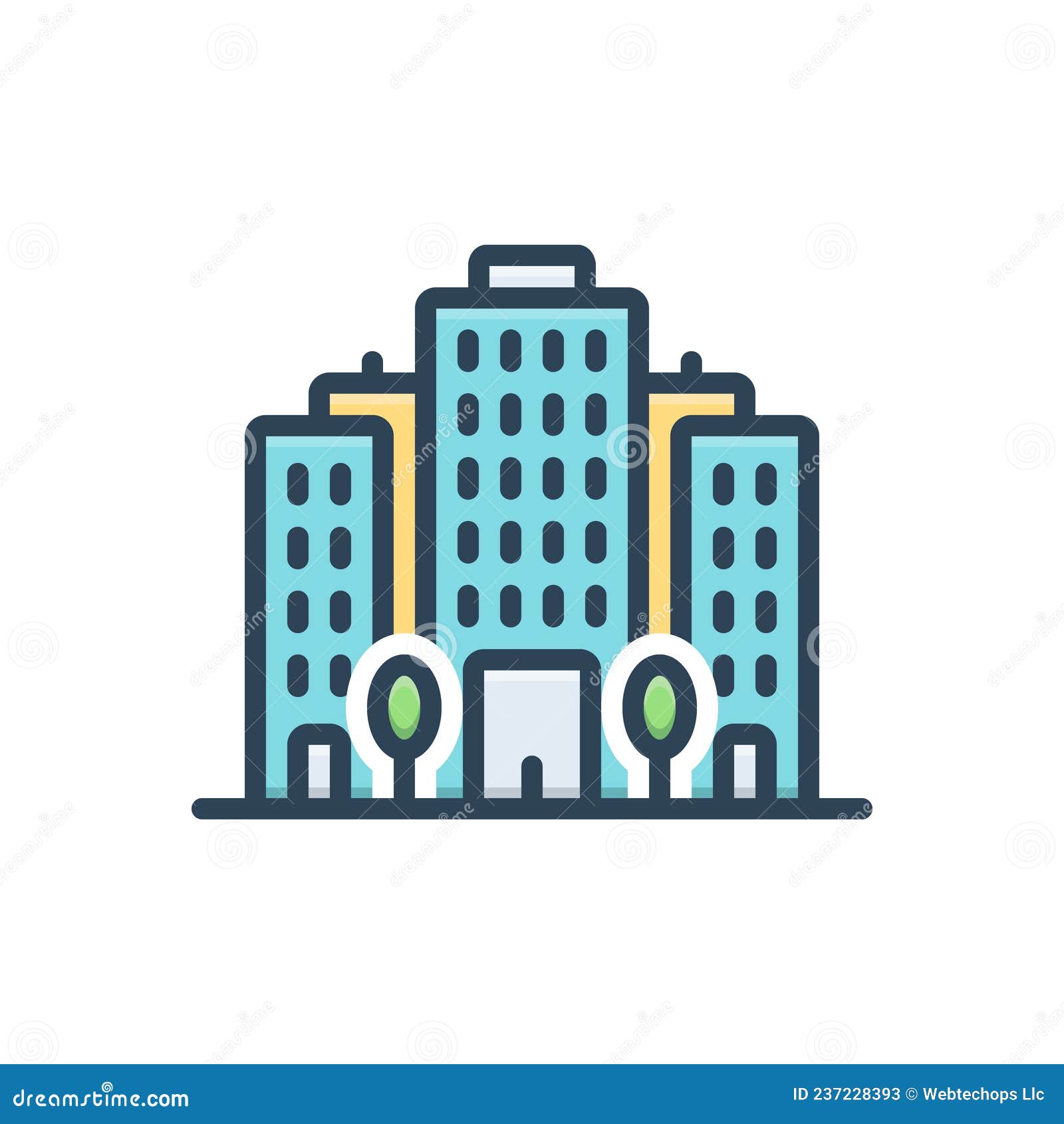 Color Illustration Icon for Office Block, Workplace and Hotel Stock ...