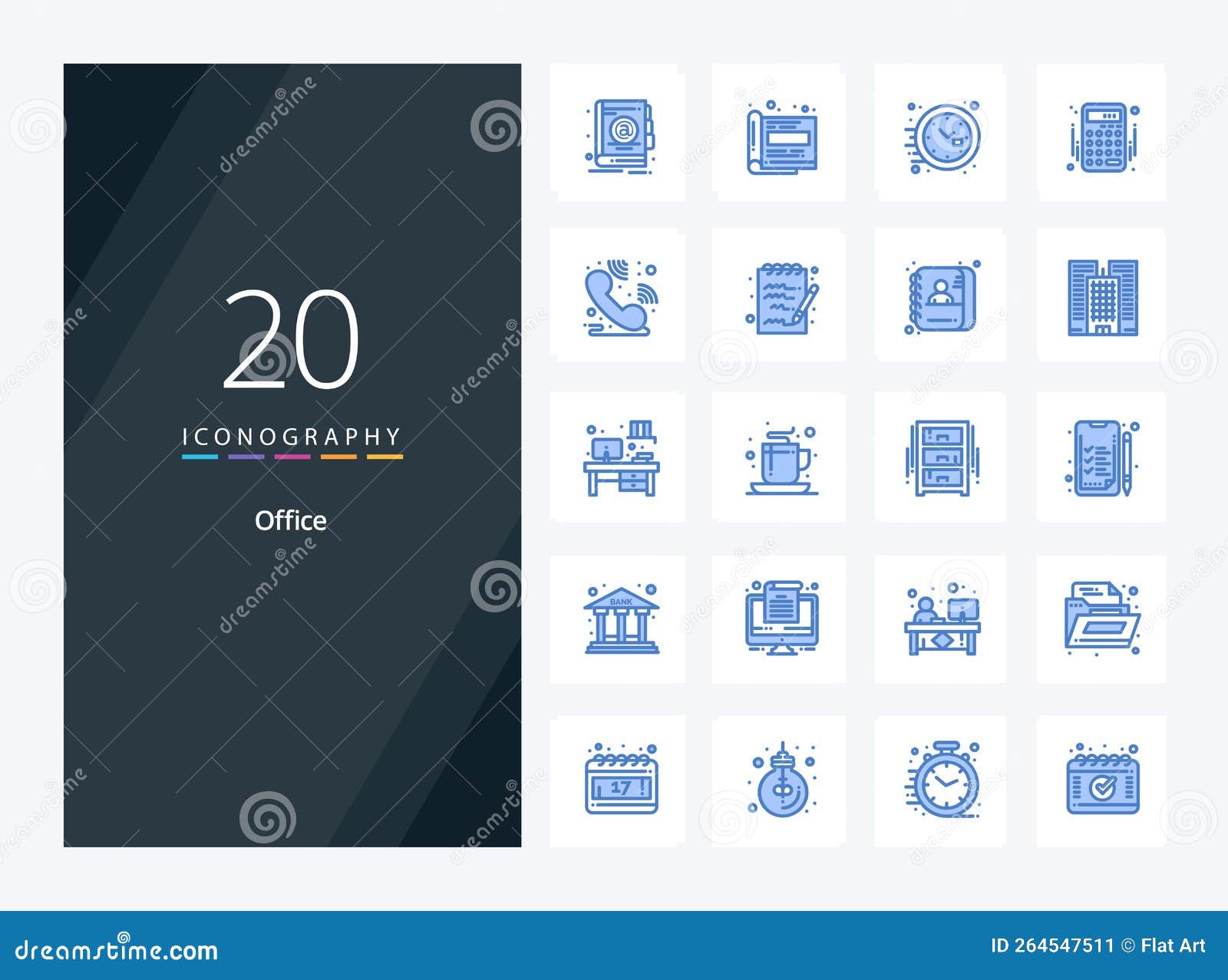20 Office Blue Color Icon for Presentation Stock Vector - Illustration ...