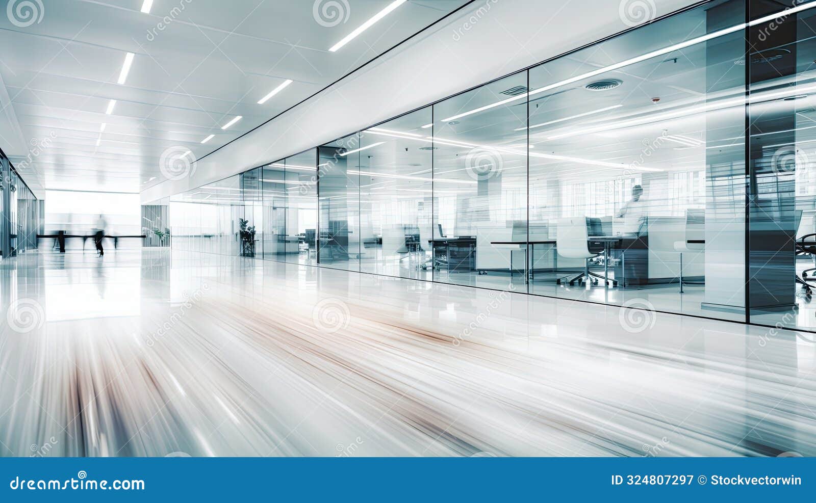 Office Blurred Empty Interior Stock Illustration - Illustration of ...