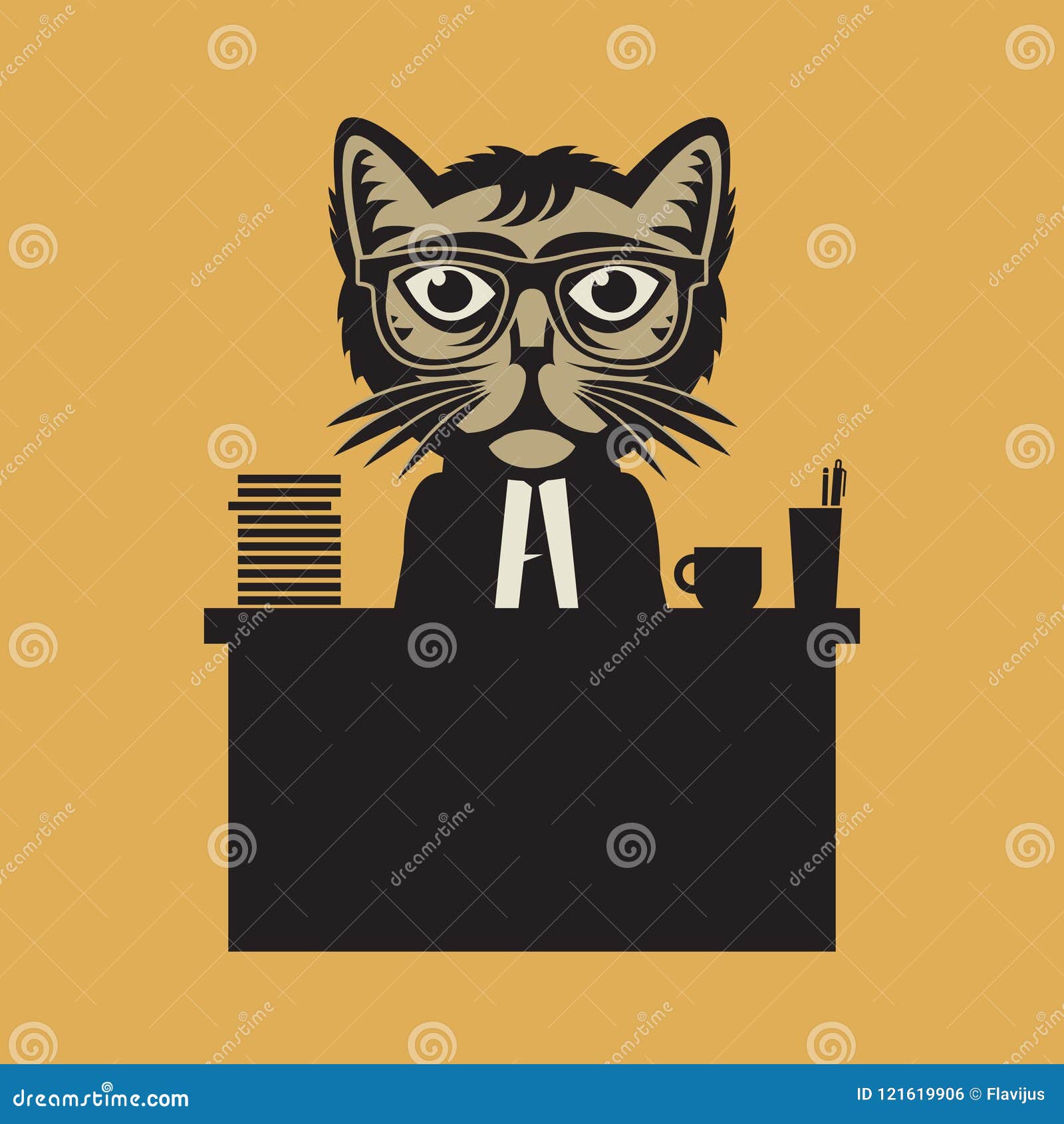 Office Boss Cat stock vector. Illustration of domestic - 121619906