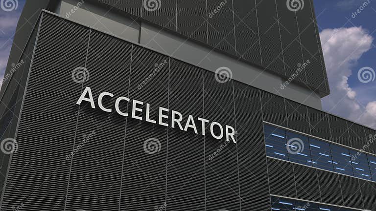 Office Building with ACCELERATOR Sign. 3d Rendering Stock Illustration ...