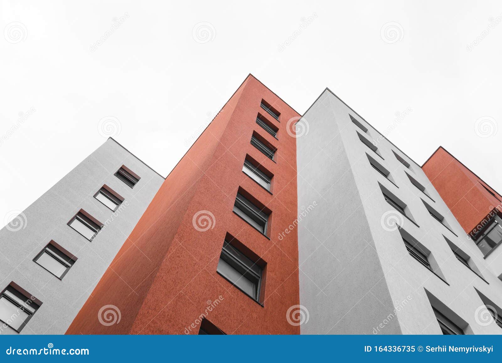 Office Building, Architecture Background Concept. Red and White Colour ...