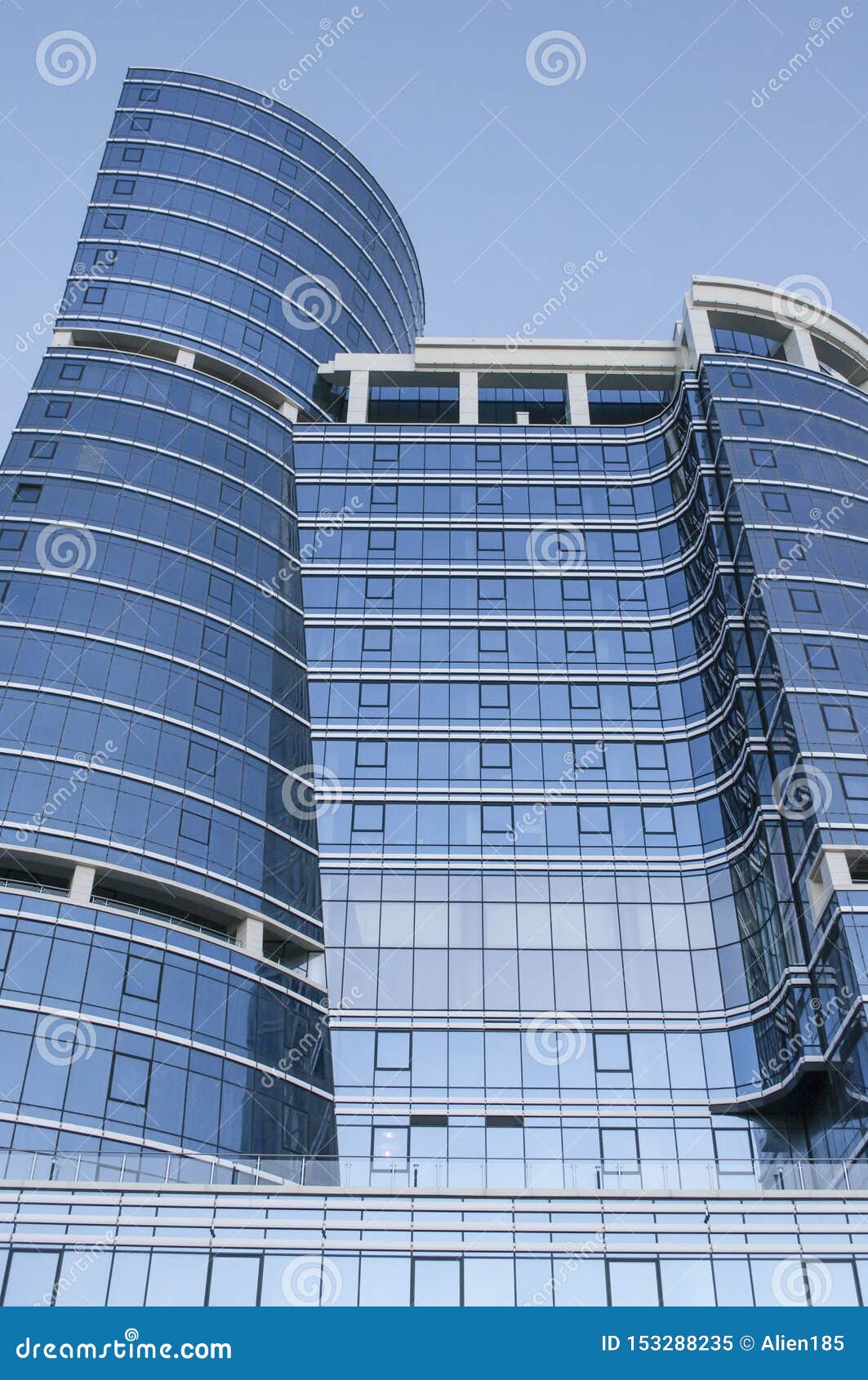 Office Building with Blue Glass Facade Stock Image - Image of apartment ...