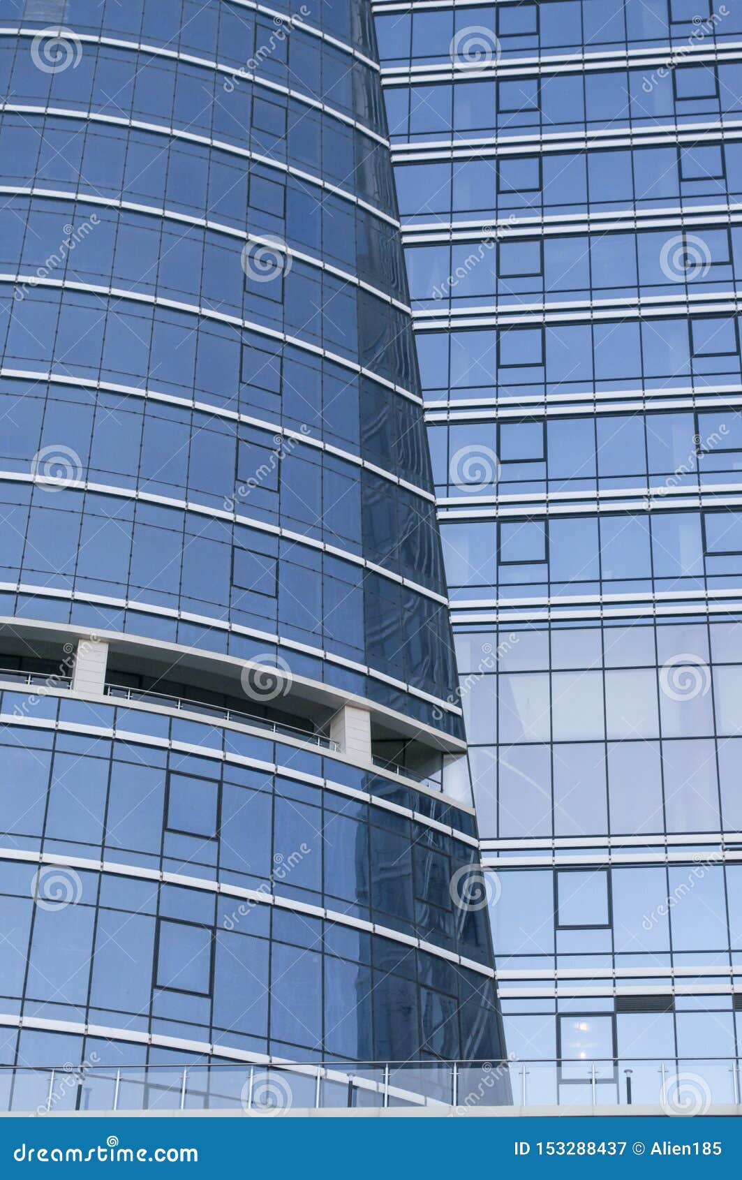 Office Building with Blue Glass Facade Stock Image - Image of floor ...