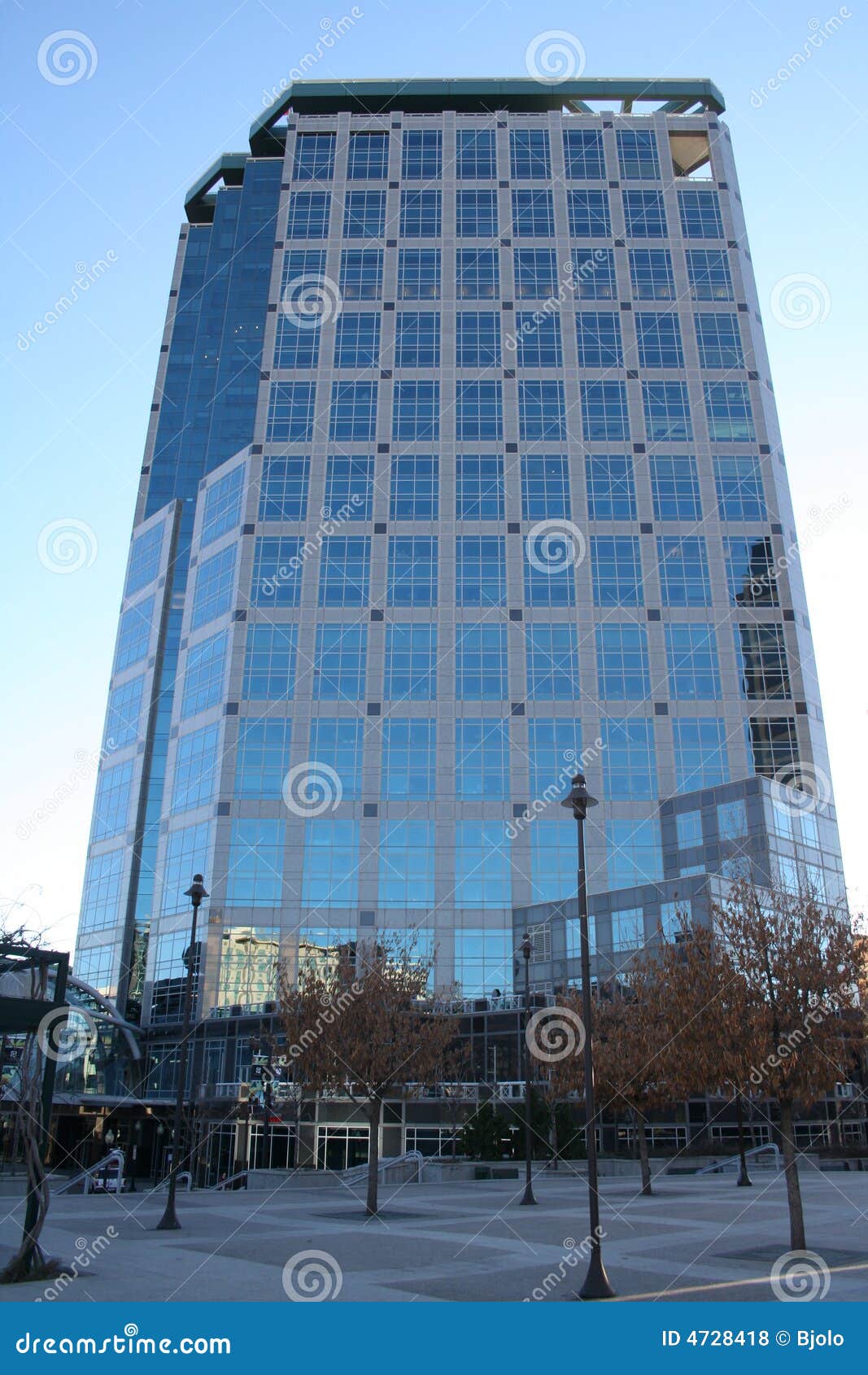 Office Building with Blue Windows Stock Photo - Image of glass, park ...