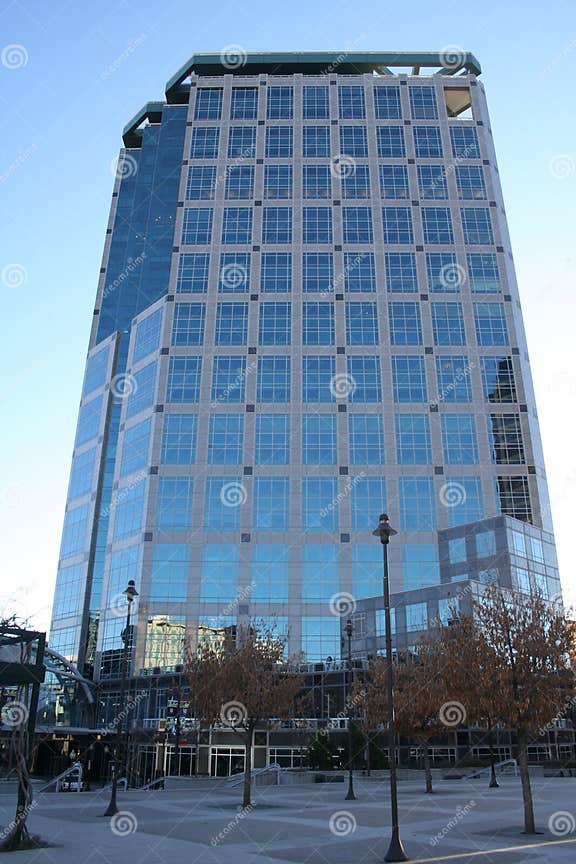 Office Building with Blue Windows Stock Photo - Image of glass, park ...