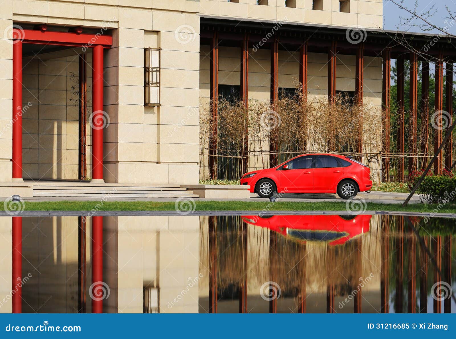 Office Building with Car stock image. Image of tree, blue - 31216685