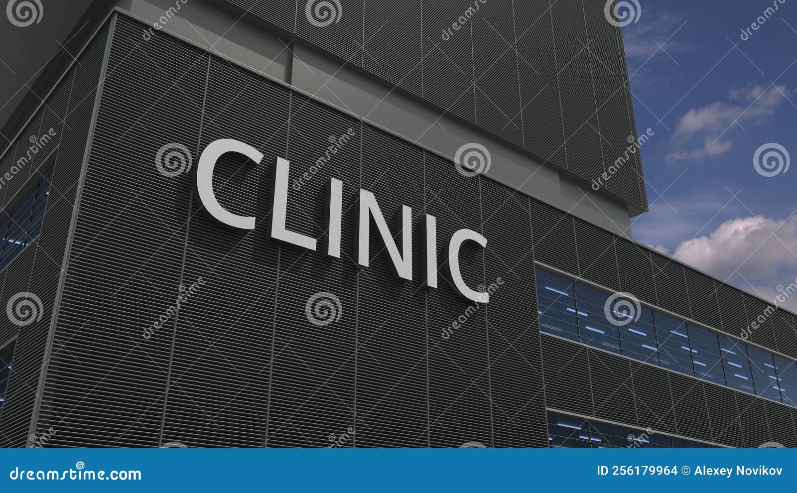 Office Building with CLINIC Sign. 3d Rendering Stock Illustration ...