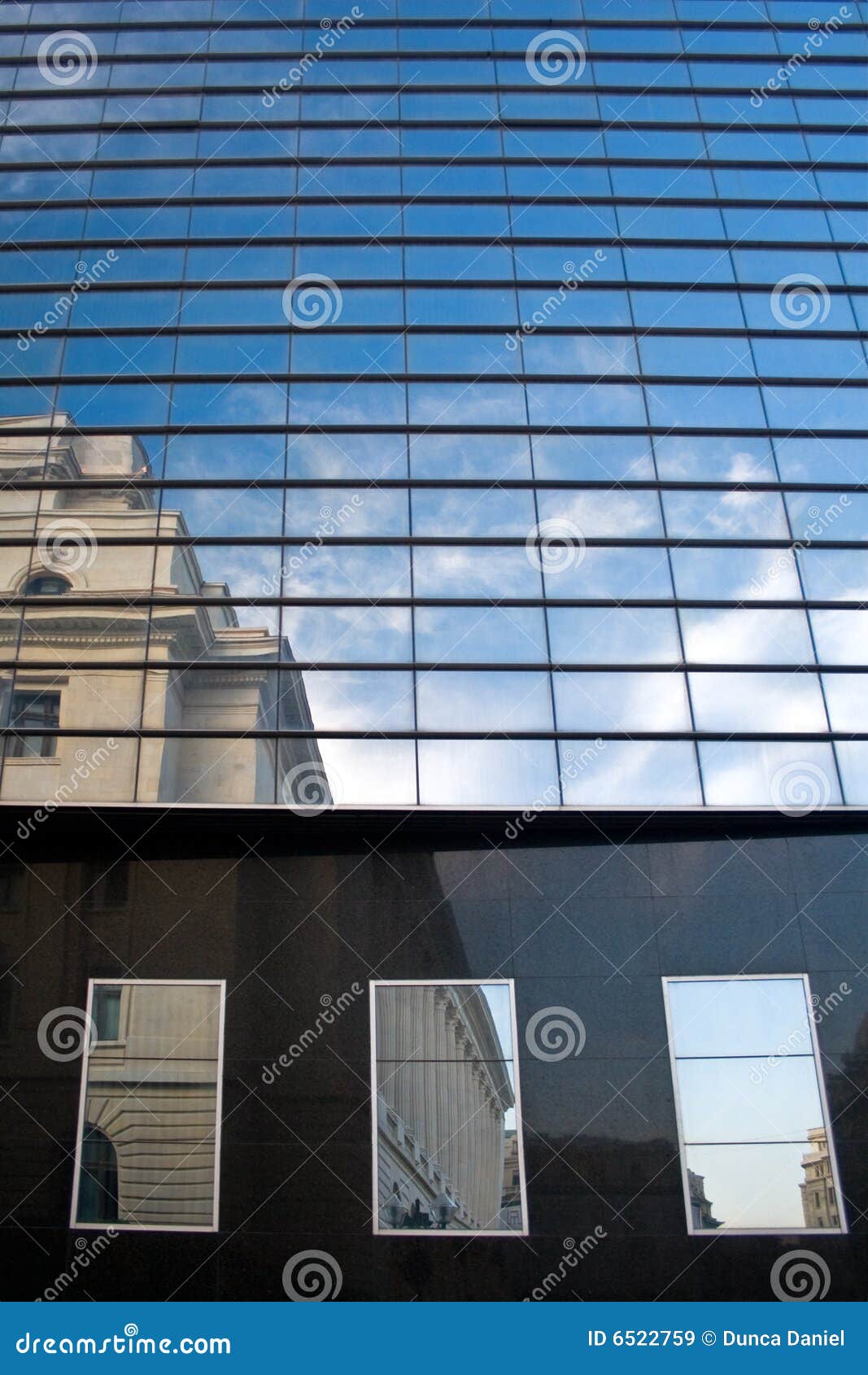Office Building with Clouds Reflection in Windows Stock Image - Image ...