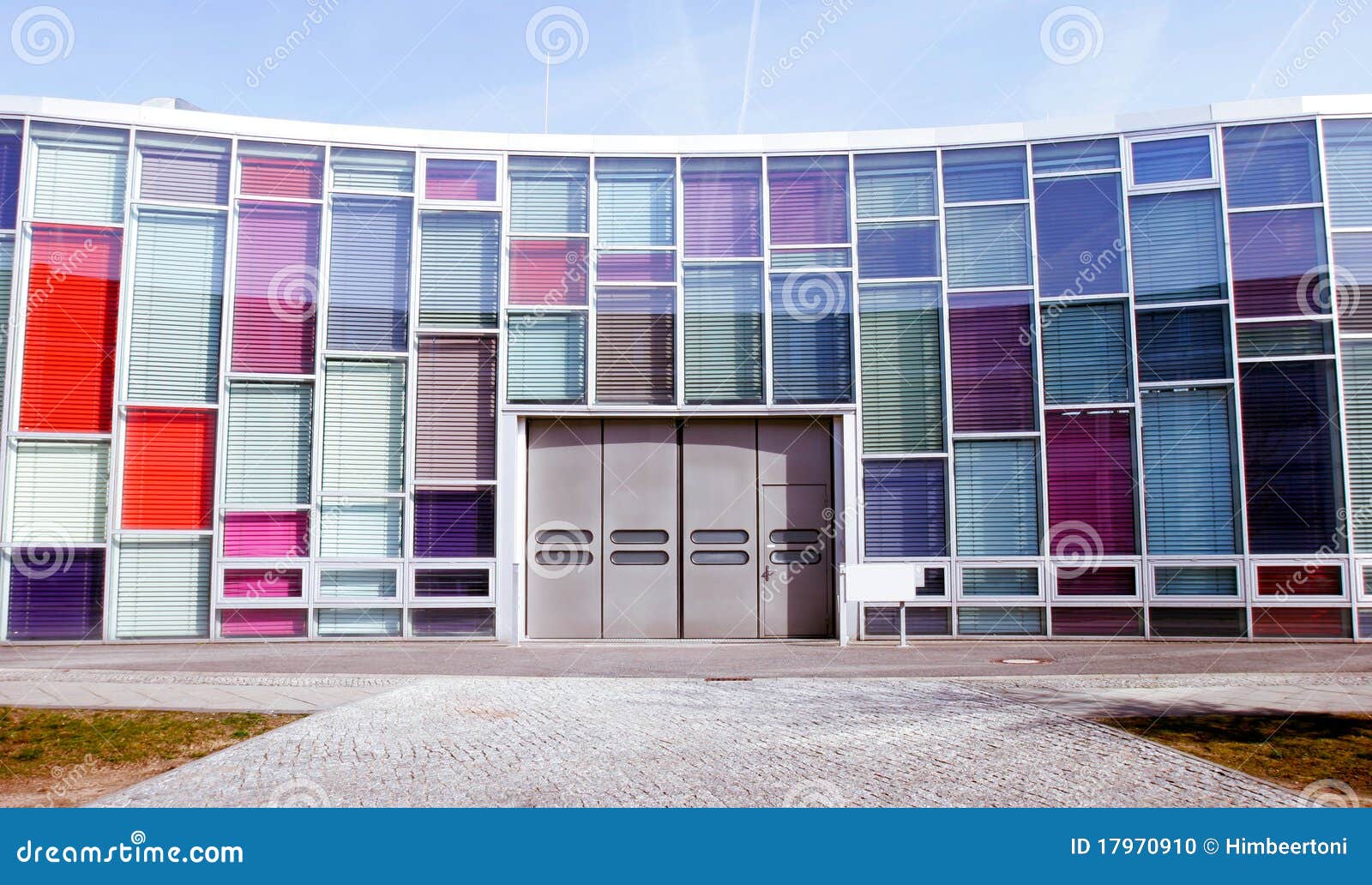 Office Building with Colourful Glass Front Stock Photo - Image of ...