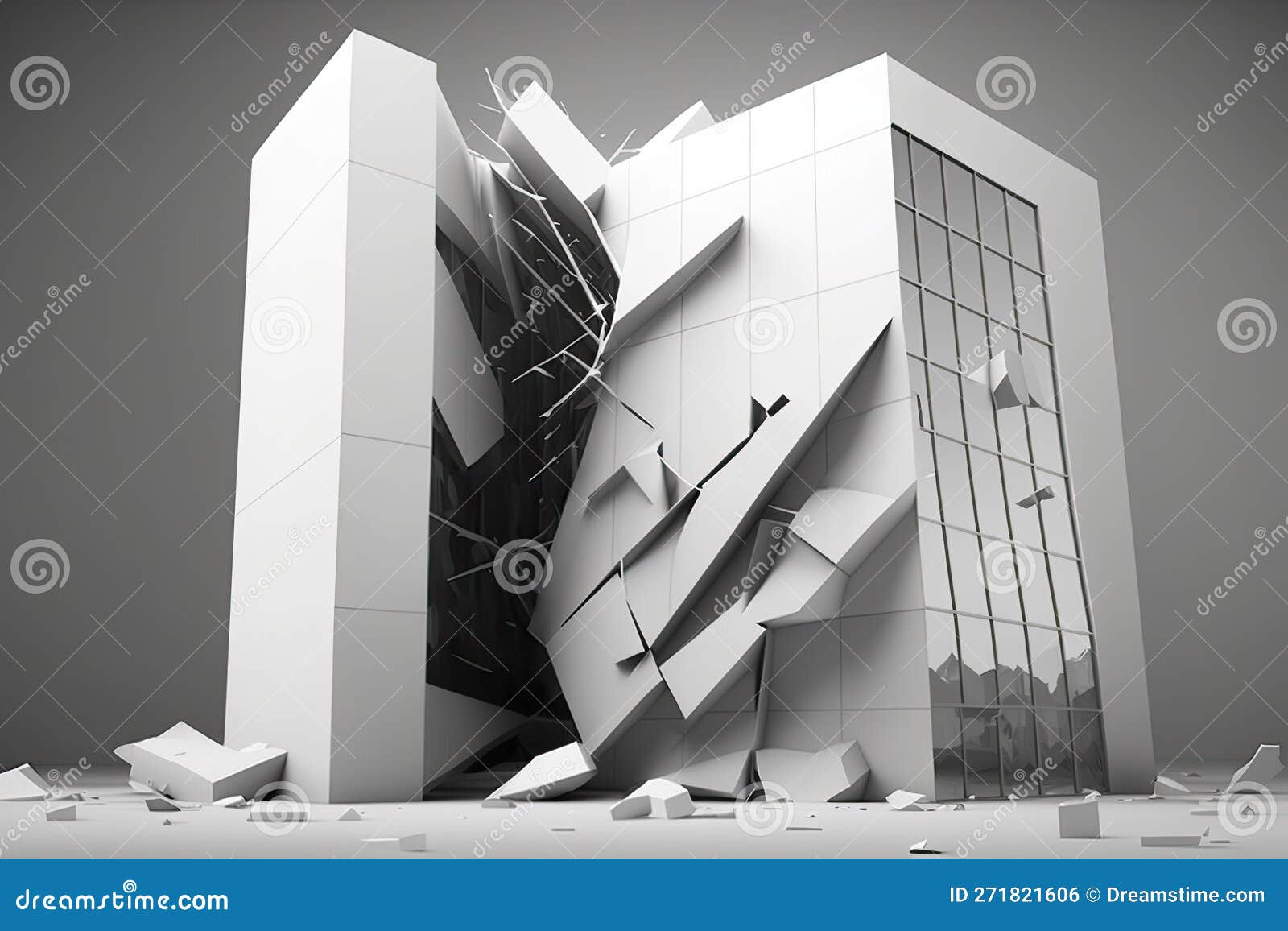 An Office Building Complexs Shattered Remnants. Image of the Highest ...