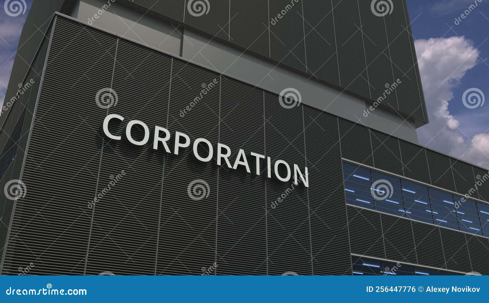 Office Building with CORPORATION Signboard, 3d Rendering Stock ...