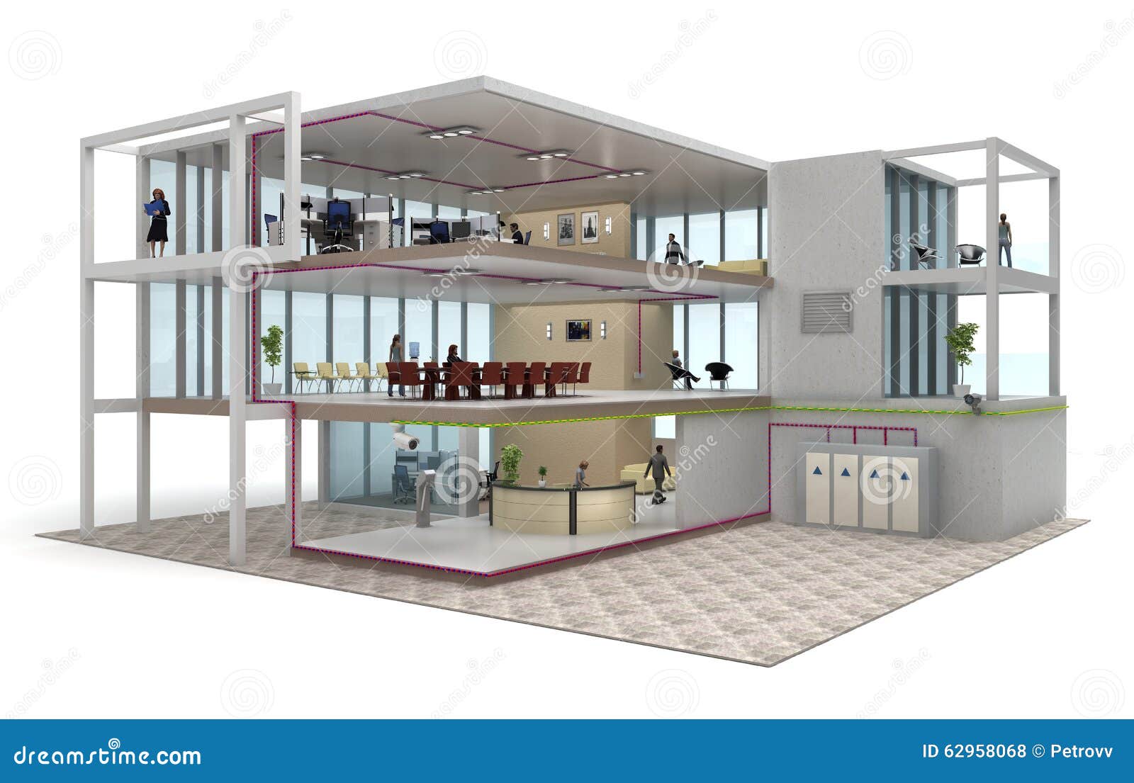 Office building cutaway stock illustration. Illustration of office ...