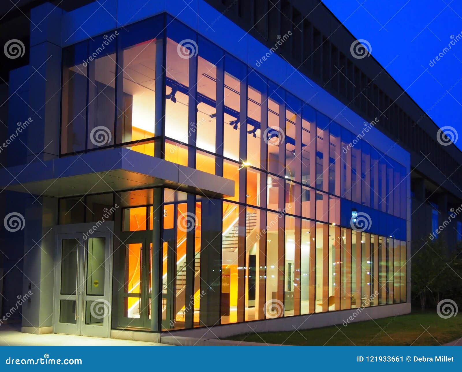 Office Building Exterior at Night Stock Image - Image of design ...