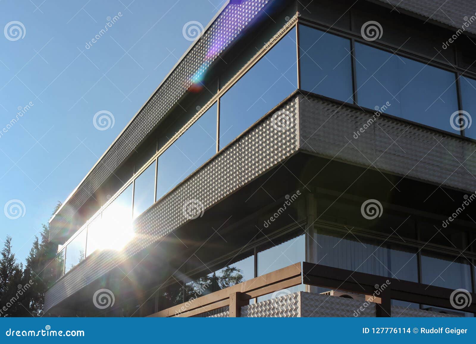 Office Building Facade with Sunbeams Stock Photo - Image of commercial ...