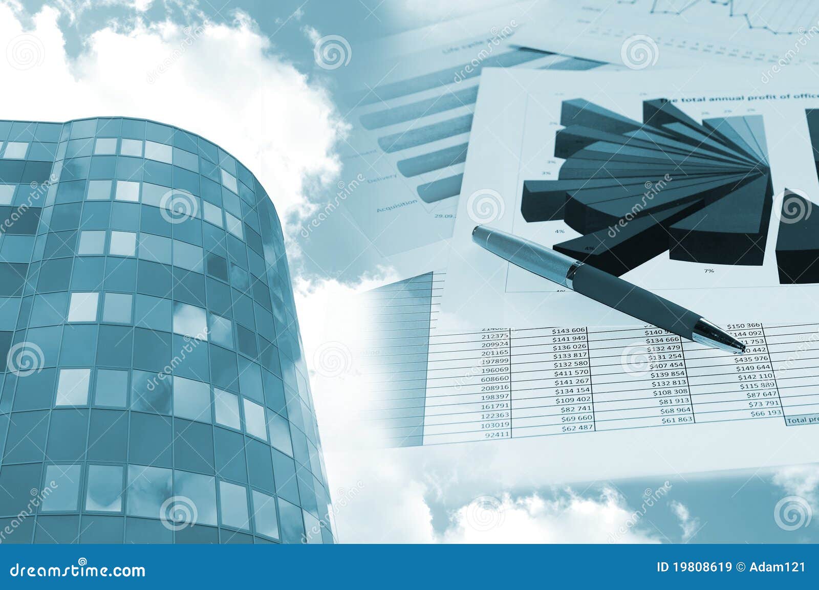 Office Building and Financial Chart Stock Image - Image of hand ...
