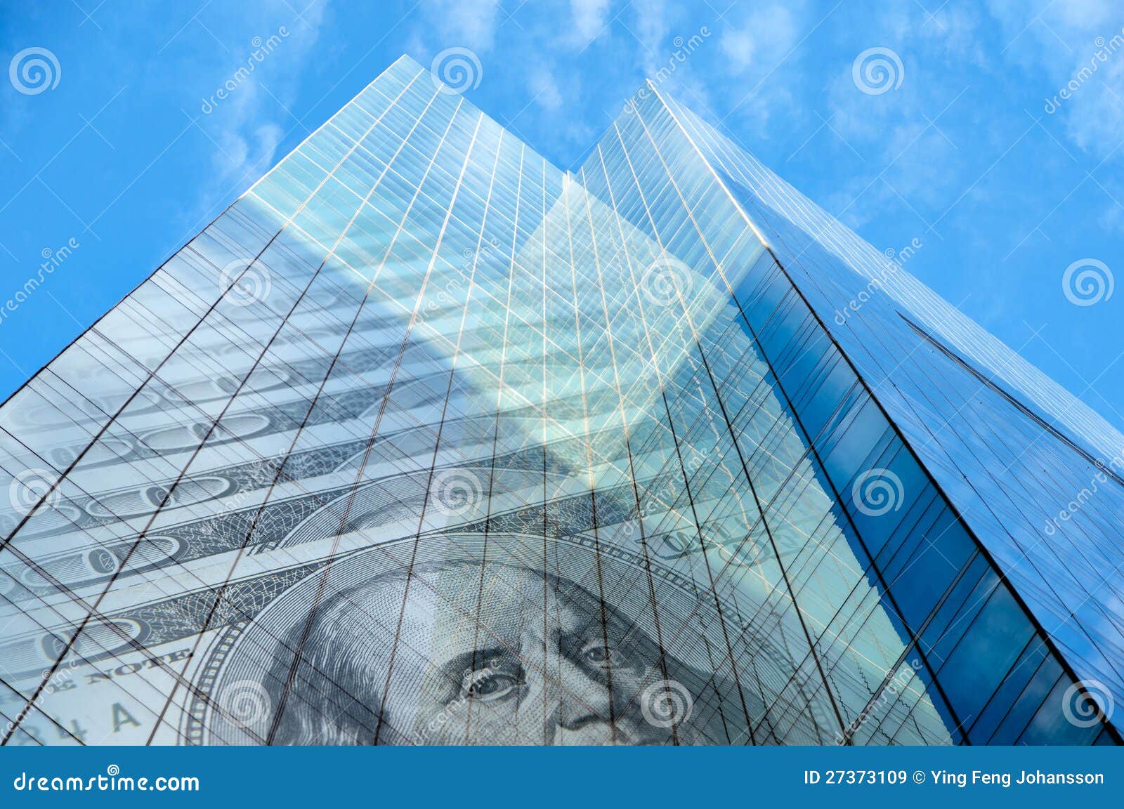 Office Building with Hundred Dollar Bills Stock Image - Image of ...
