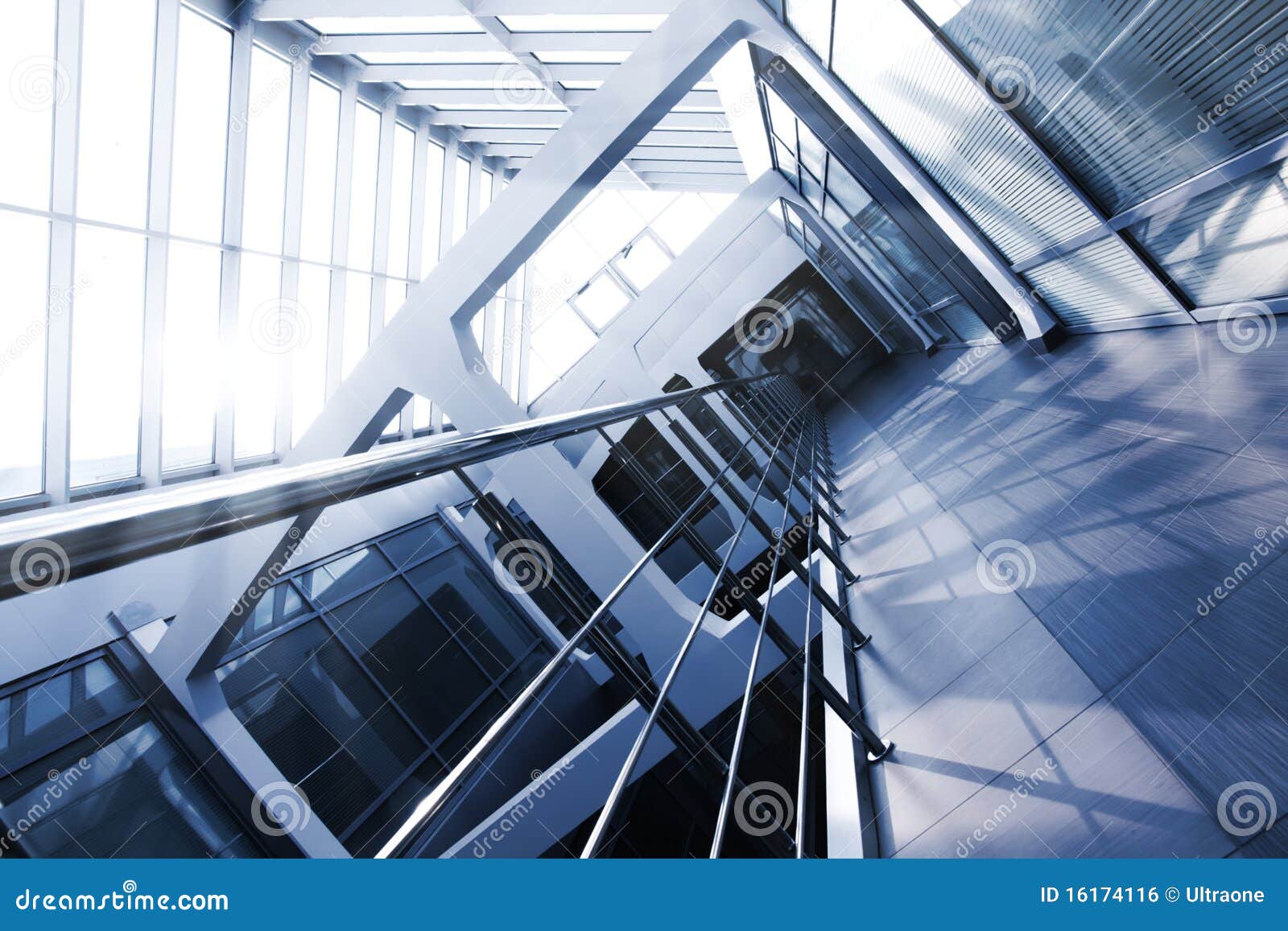 Office Building Interior, Blue Tint. Stock Photo - Image of corridor ...