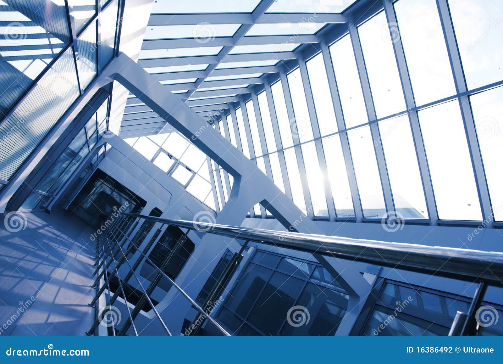 Office Building Interior, Blue Tint. Stock Photo - Image of floor ...