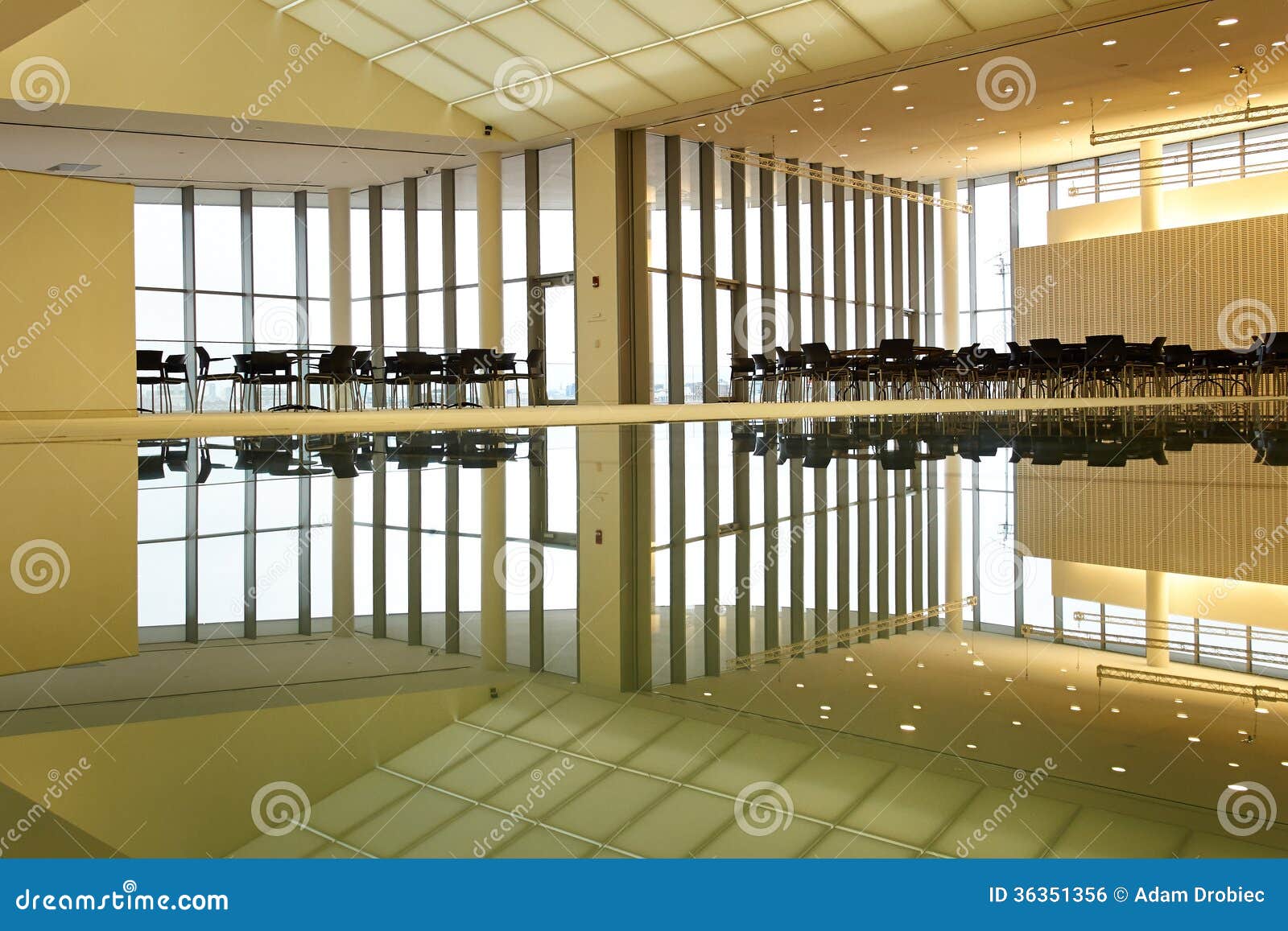 Office Building Interior with Skyline Stock Photo - Image of ...